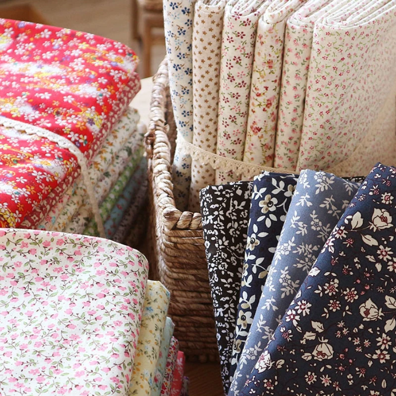 Chic Small Floral Print Muslin Cotton Fabric the Lot Pink Quilting ...