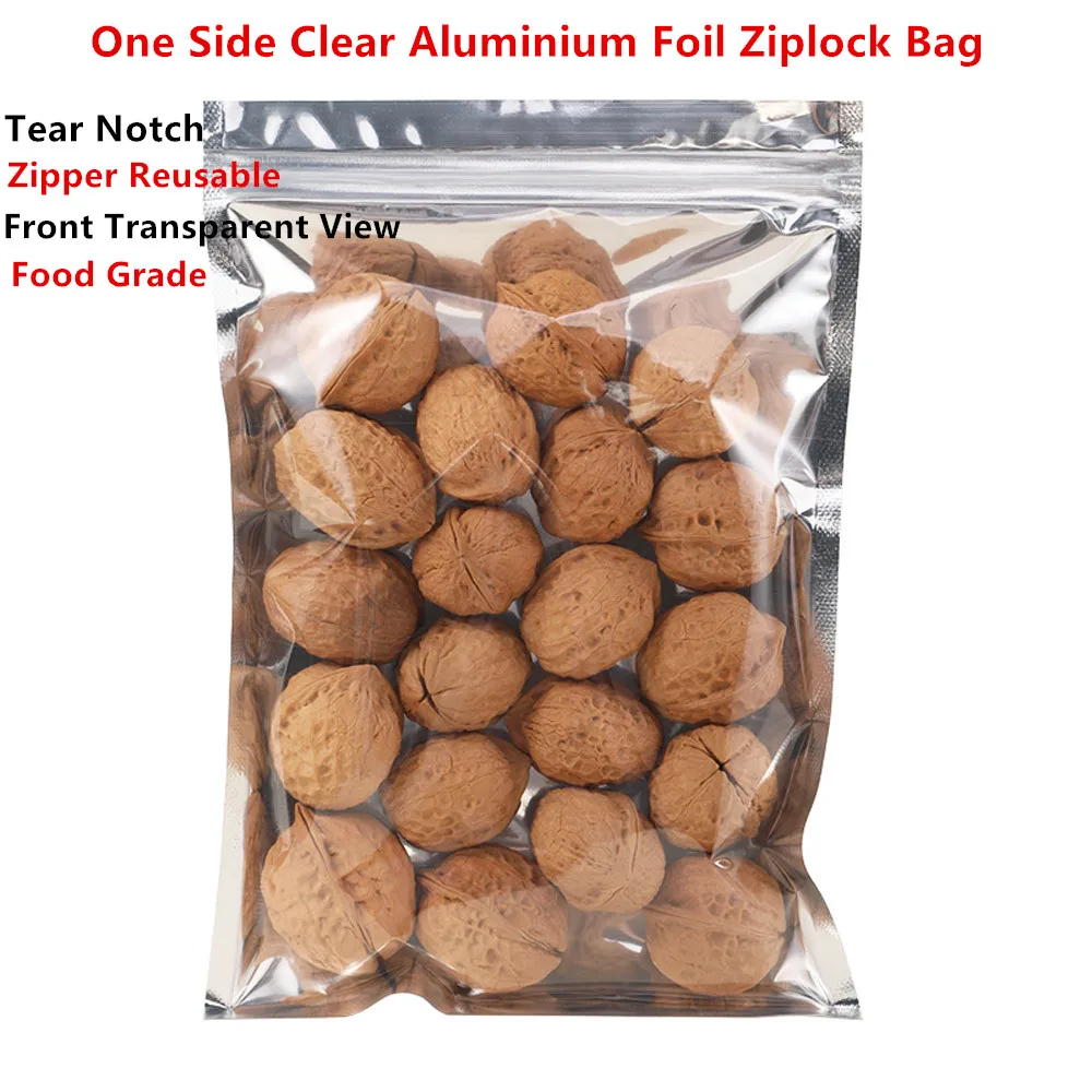 12x20cm,100 X Translucent Aluminium Foil Zip Lock Bag - Silver Metallic ...
