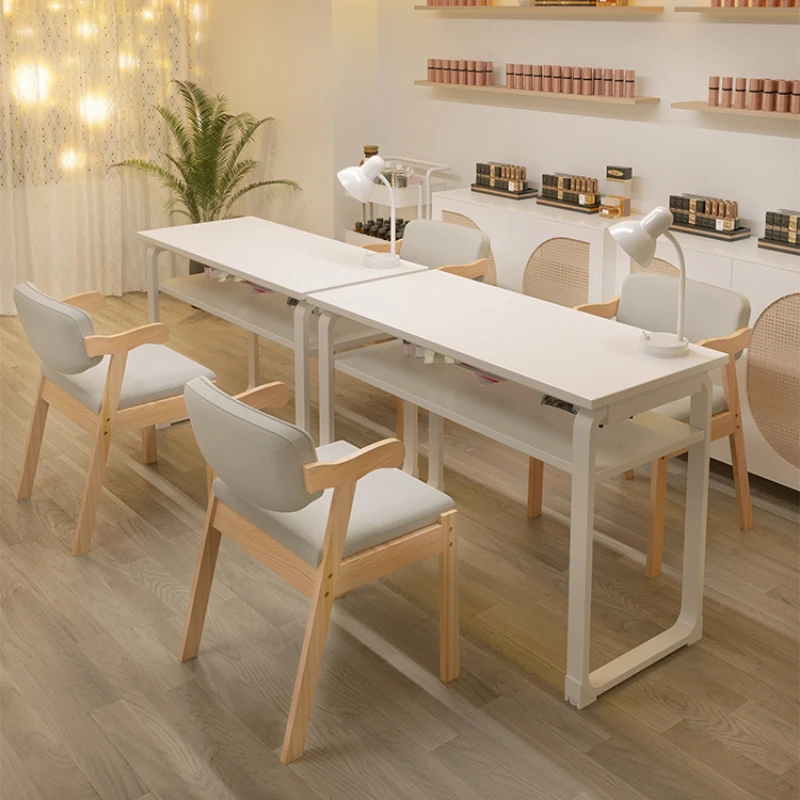 White-Simple-Professional-Nail-Tables-Manicurist-Wood-Women-Modern-Nail ...