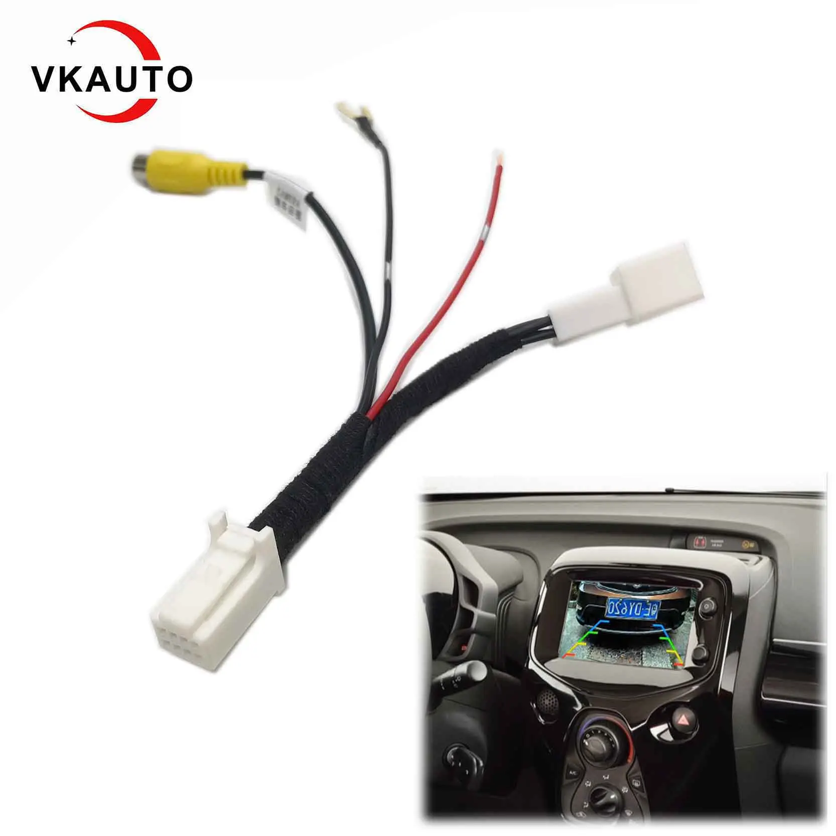 VKAUTO Rear View Camera C8 Pin adapter Cable For Toyota Aygo Peugeot ...