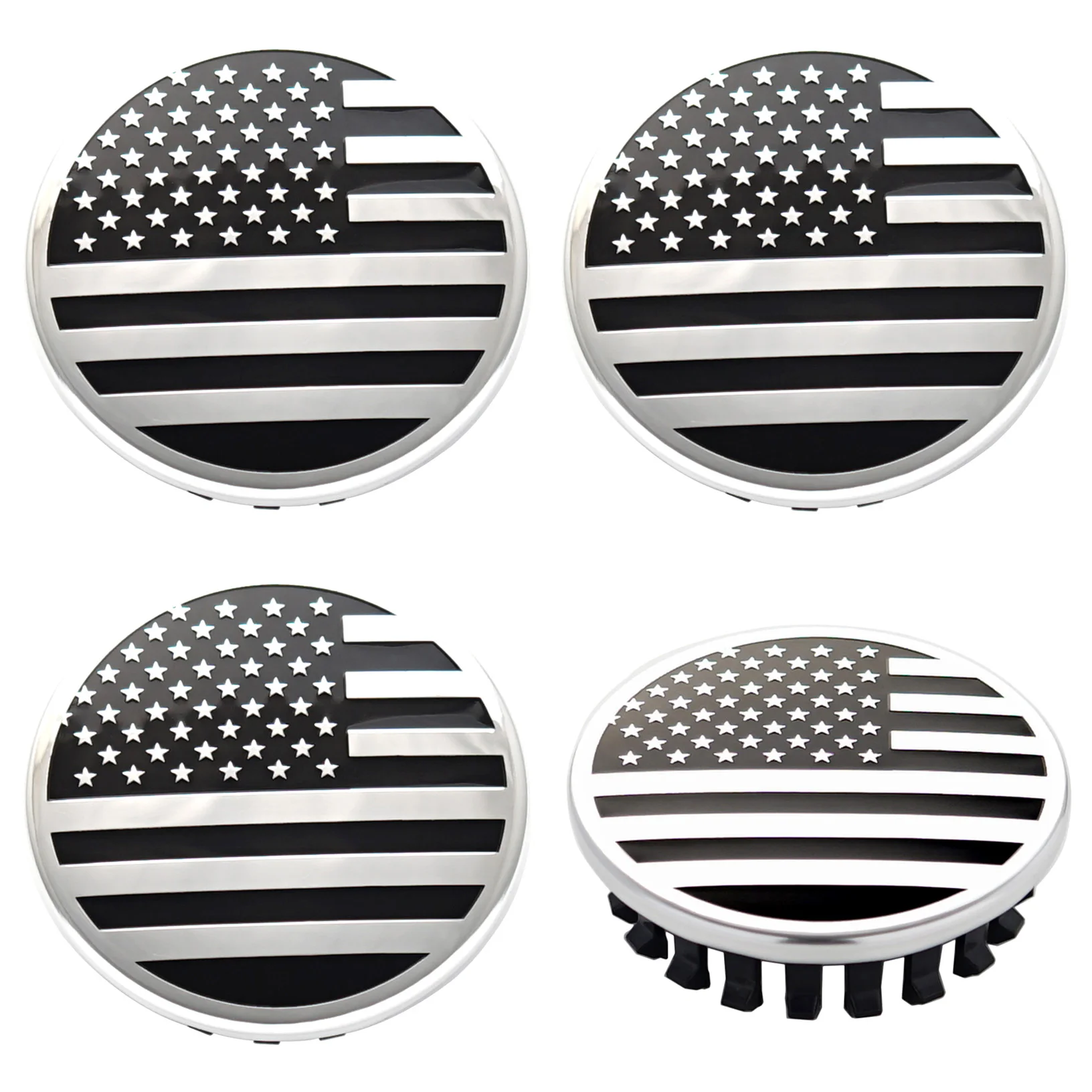 4x Usa Flag Chrome Car Wheel Center Hub Cap Emblem 66mm For Chevrolet ...