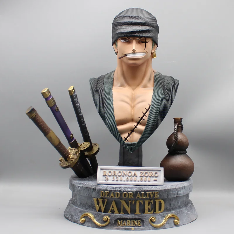 37.5cm One Piece Roronoa Zoro Bust Anime Action Figure Model Large ...