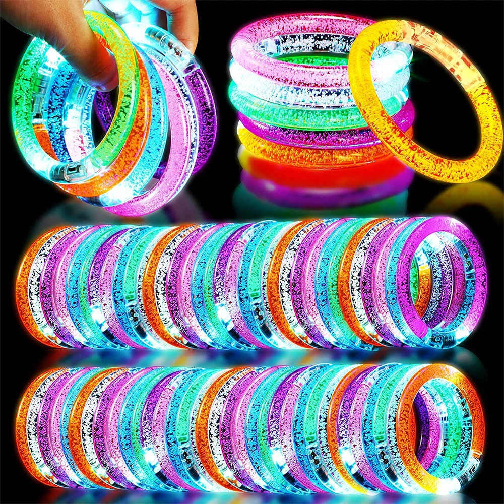 10Pcs Glow Sticks Bracelets Flash Colorful LED Party Luminous Bracelet ...
