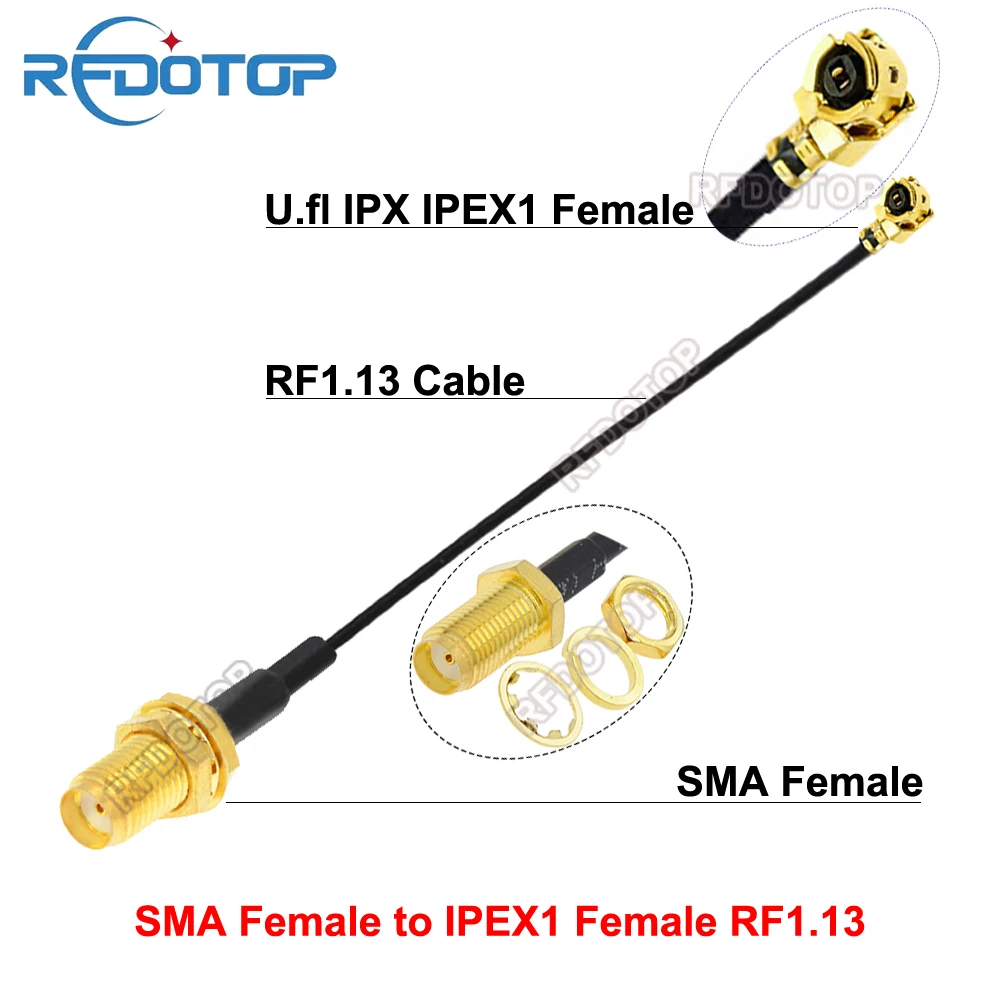 2PCS-SMA-Female-to-u-FL-UMCC-MHF-IPEX-1-Female-Connector-RF1-13-Cable ...
