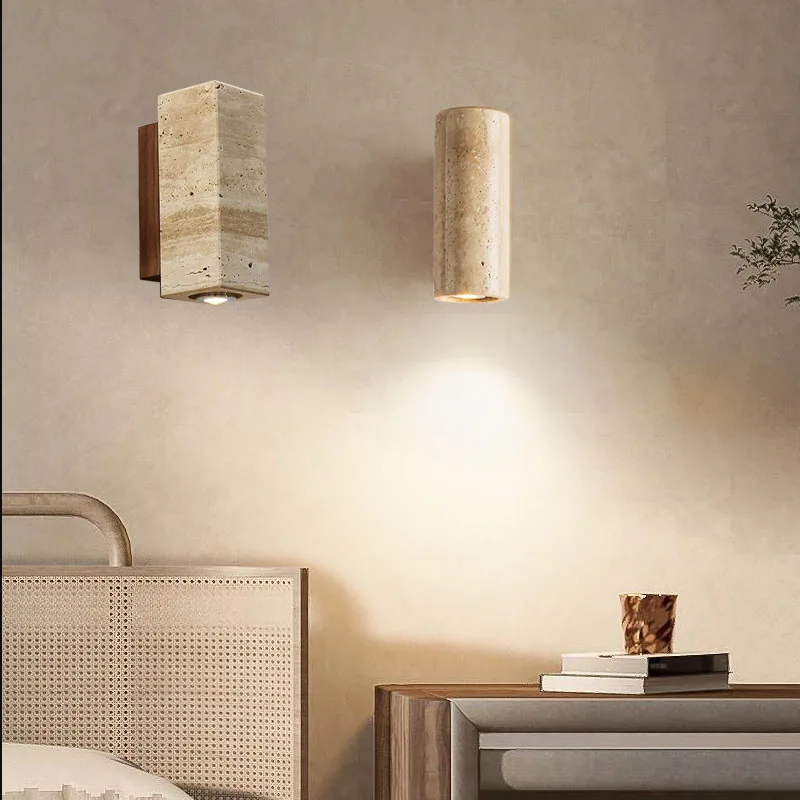 Led Natural Stone Wall Lamp Art Wabi-sabi Bedroom Retro Wall Light ...