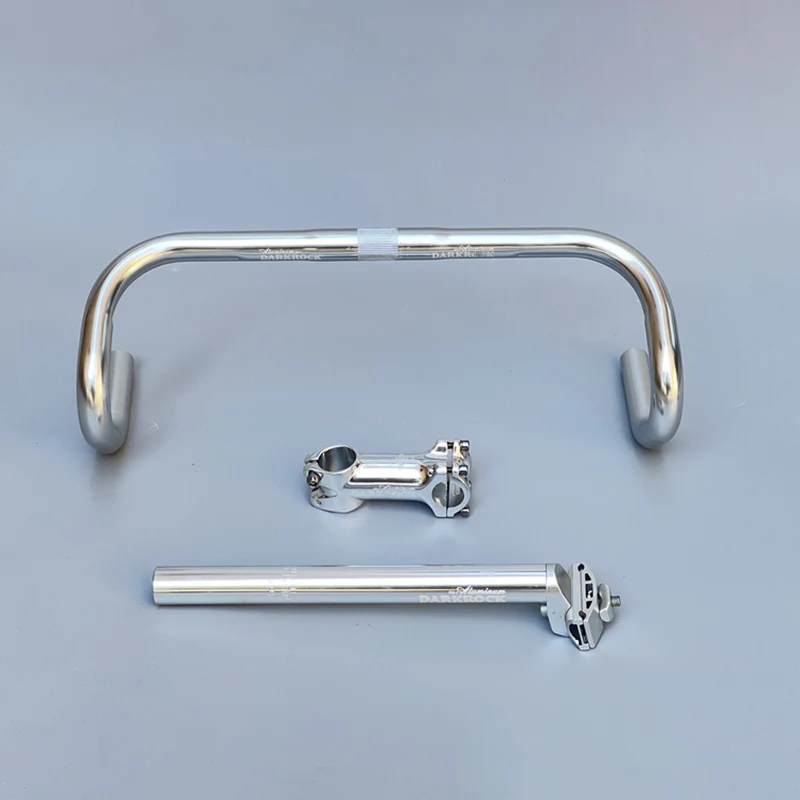 Retro Curved Handlebar Aluminum Alloy 25.4MM Road Bike Handlebar Silver ...