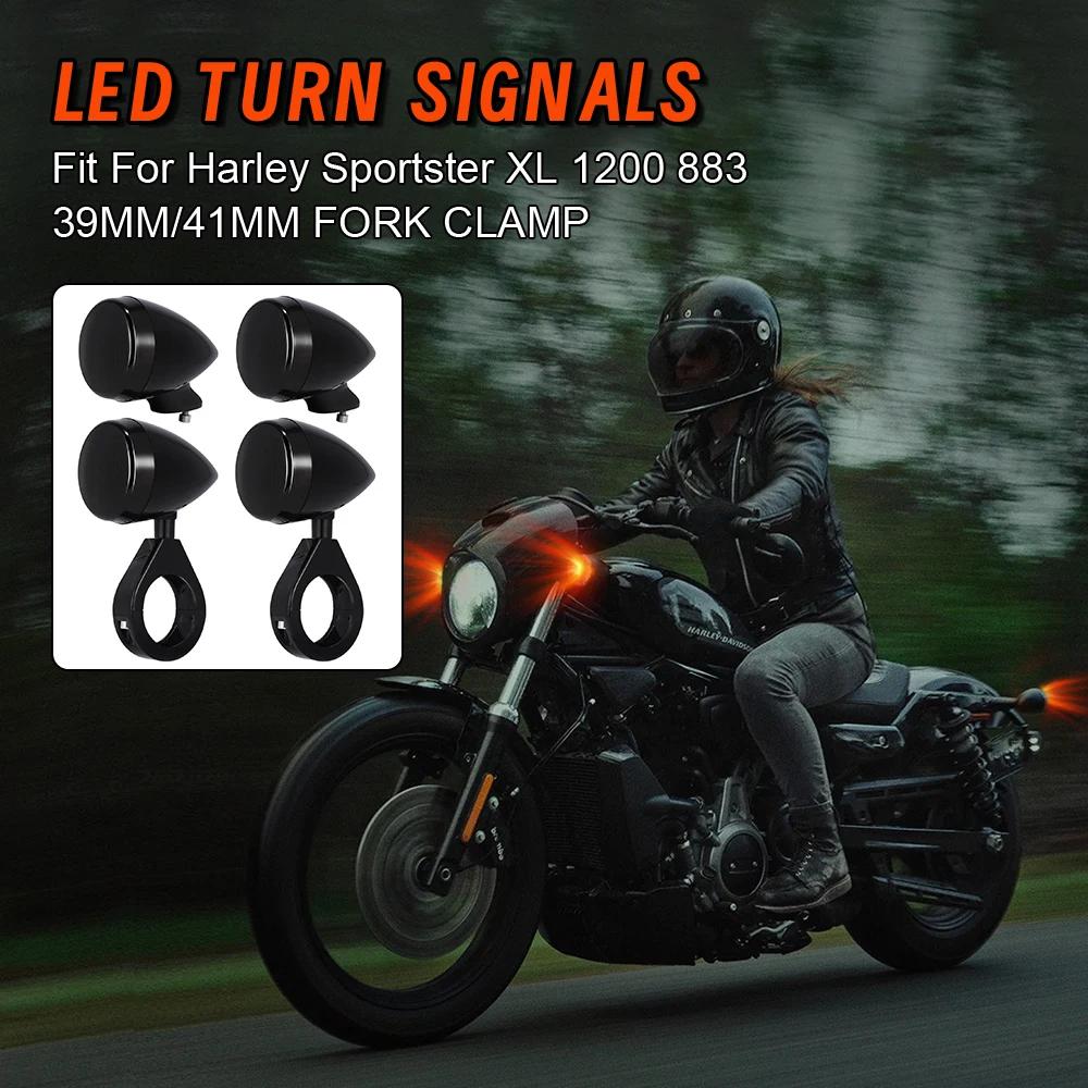 4Pcs 41mm Motorcycle LED Turn Signal Lights For Harley Indicator Lamps ...