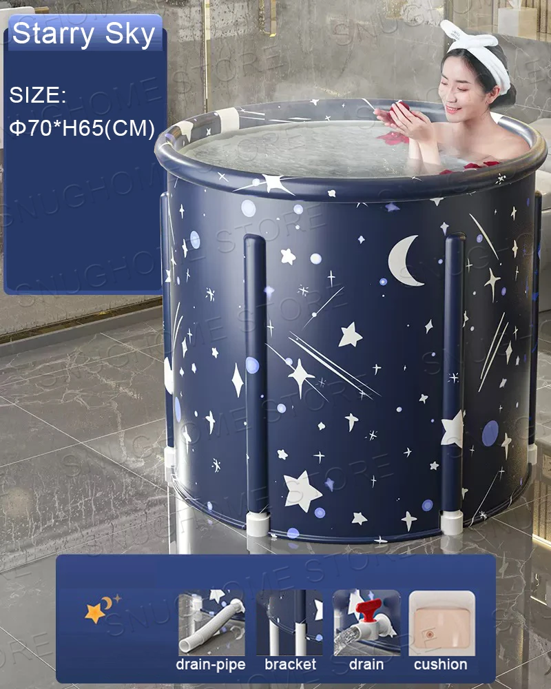 Banheira dobrável portátil para adultos, bidé grande, balde de banho corporal, barril de ...