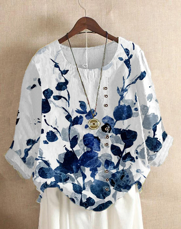 2024 Autumn AliExpress vintage cotton and linen fashion print loose ...