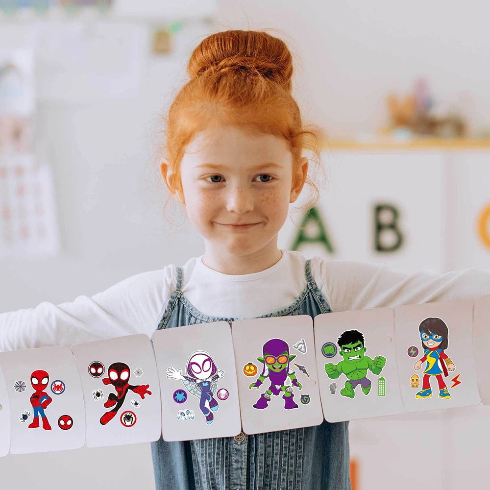 6/12Sheets Disney Marvel Make-a-Face Puzzle Stickers Spiderman and His ...