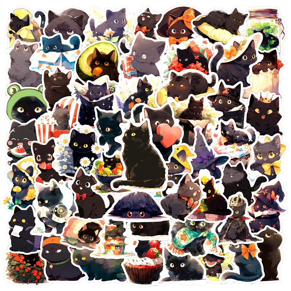 10-50-100pcs-Cute-Cartoon-Black-Cat-Stickers-Toy-DIY-Scrapbook-Bike ...