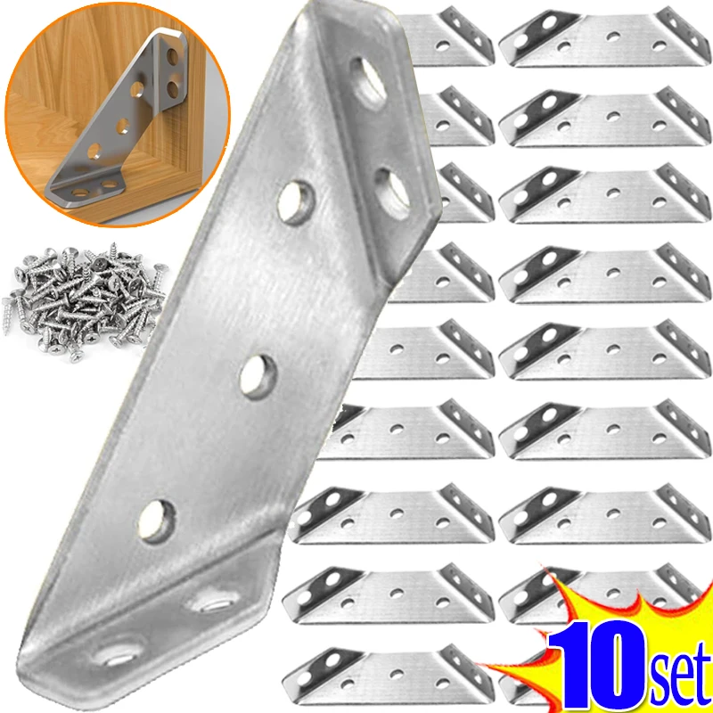 10-1set-Stainless-Steel-Corner-Brackets-Furniture-Connector-Table ...