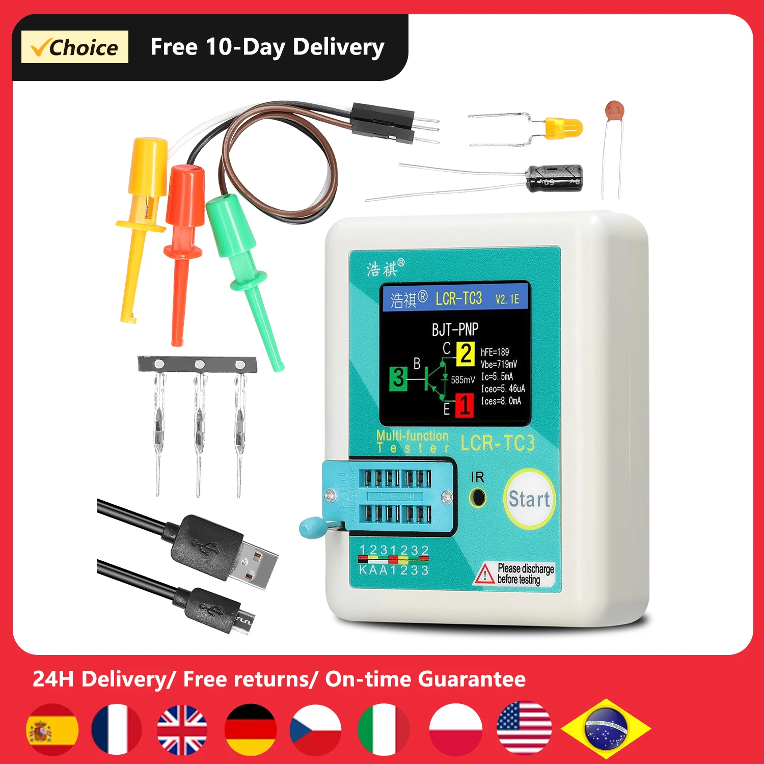 Transistor-Tester-LCR-TC3-Zener-Diode-Tester-TFT-Voltage-Regulator ...