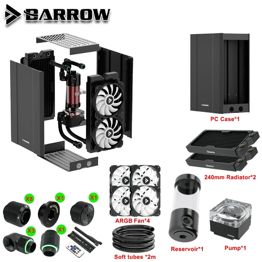 Barrow External Water Cooling Dock Itx Case Supports Dual 240 360mm ...