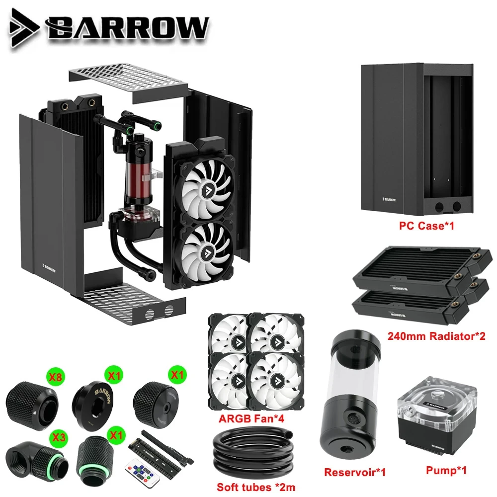 Barrow External Water Cooling Dock Itx Case Supports Dual 240 360mm ...