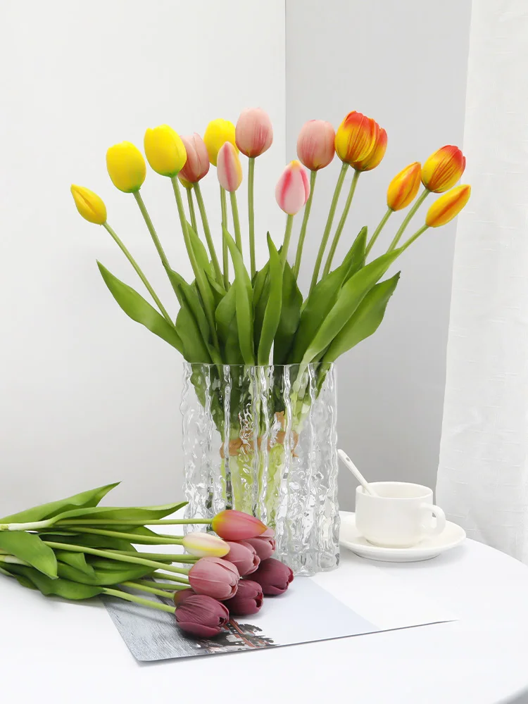 10pcs New Silicone Tulip Artificial Bouquet 40cm Real Touch Fake Plants ...