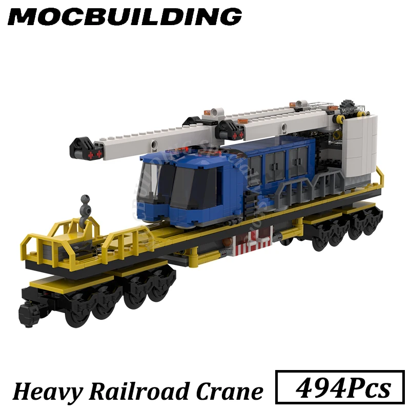 Heavy Railroad Crane Car Model Train Accessories MOC Building Blocks ...