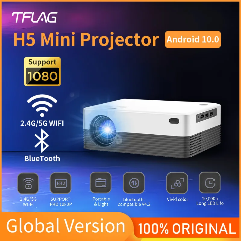 Tflag Mini Projector H5 Android 10 Wifi Portable Video Beamer Smart Tv ...