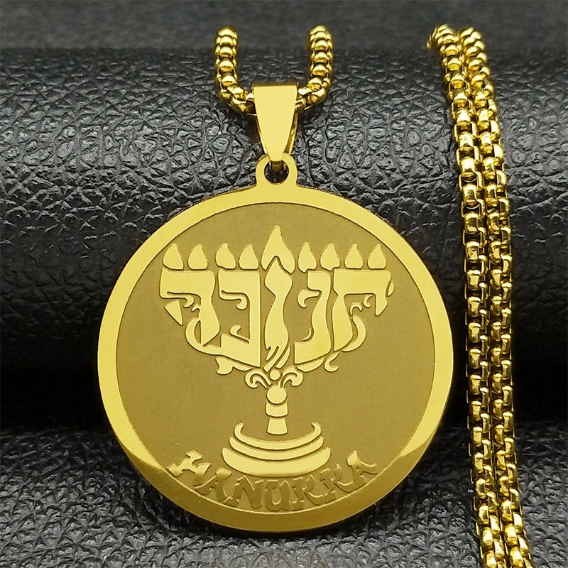 Jewish Hanukkah Nine Lamp Candlestick Pendant Necklace for Women Men ...
