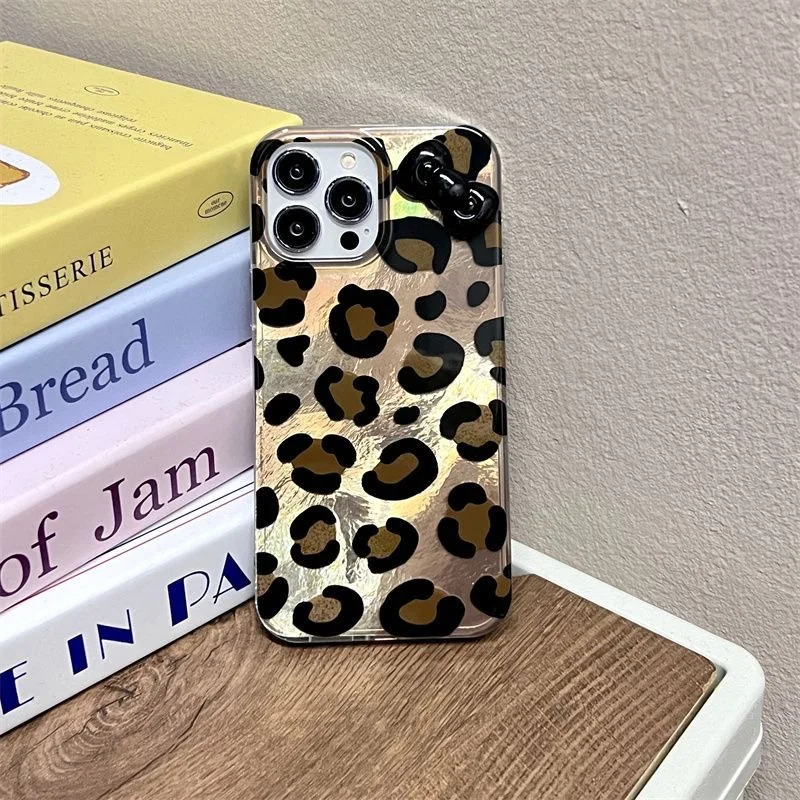 Chic 3D Black Bow Leopard Phone Case Cover for Redmi 10 4G (1)