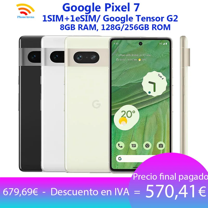 Google móvil Pixel 7 5G Original, 6,3 ", 8GB de RAM, 128/256GB de ROM ...