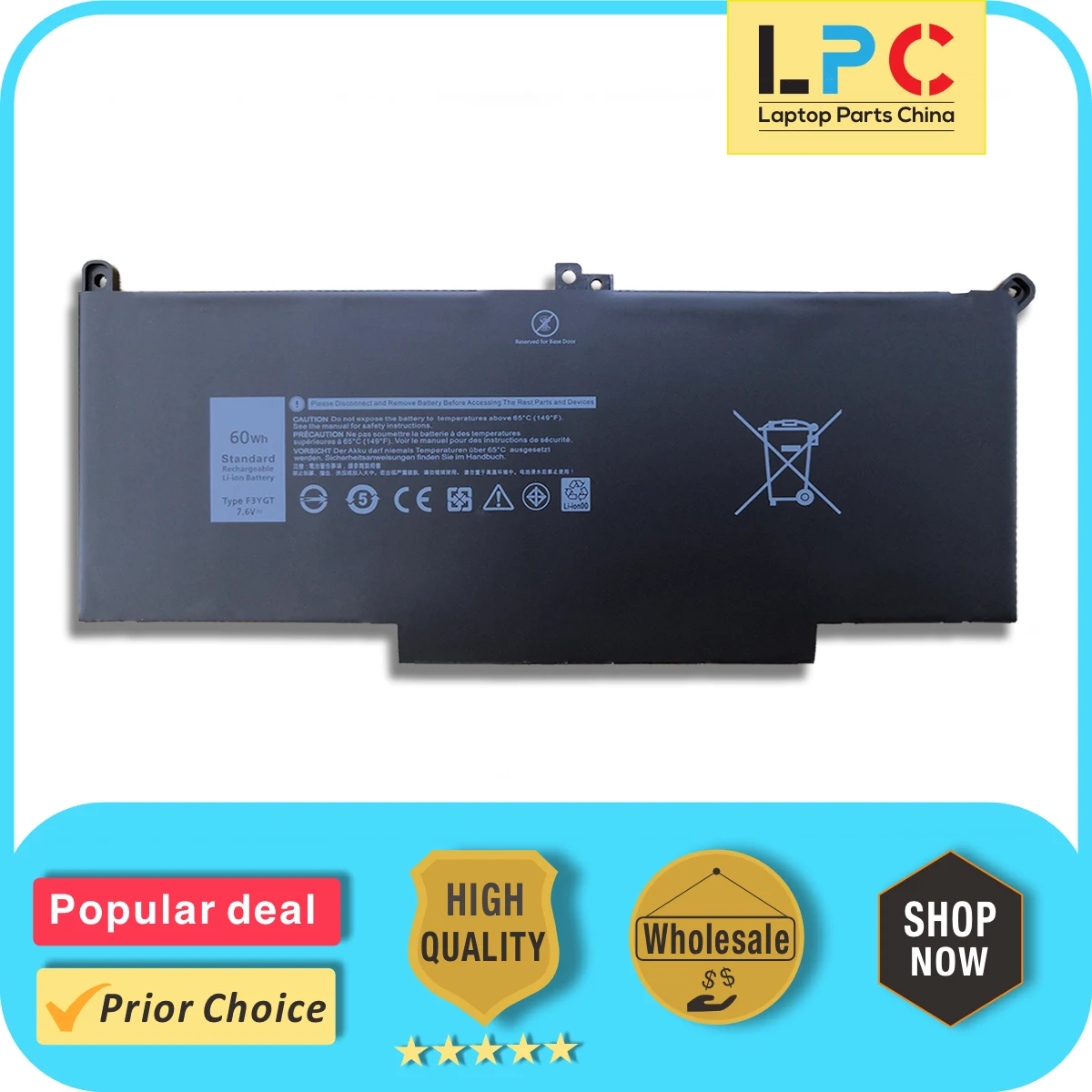 F3YGT-Laptop-Battery-For-Dell-Latitude-7280-7290-7380-7390-7480-7490 ...