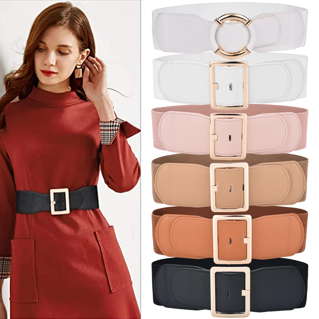 Beltox Women Dress Waist Belt Stretchy Elastic Vintage Belts For Dress ...