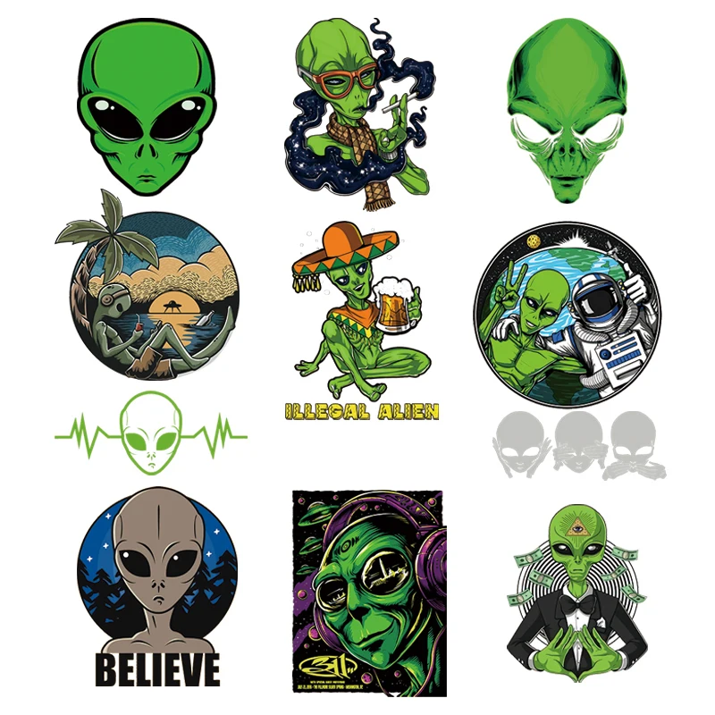 Alien-Astronaut-Patch-Iron-on-Transfers-For-Clothing-Space-Heat ...