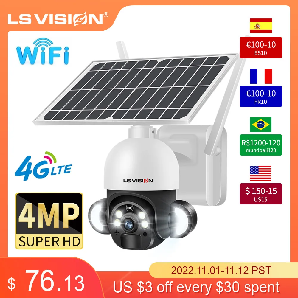 Ls Vision 4g Sim Card Camera 6w Solar Panel Wifi Wireless 4mp 2mp Cctv ...