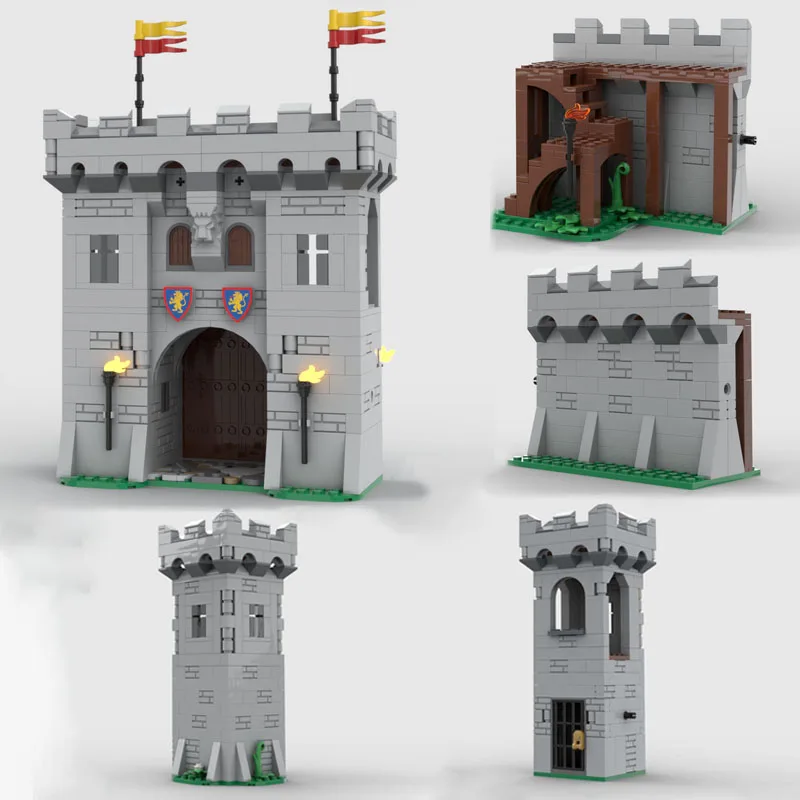 Medieval-Castle-Building-Block-Set-DIY-Ancient-City-Wall-Gate-Model-MOC ...