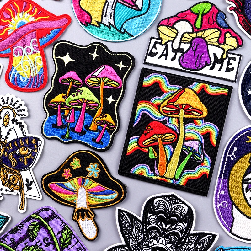 Mushroom-Patch-Iron-On-Patches-For-Clothing-Magic-Embroidered-Patches ...
