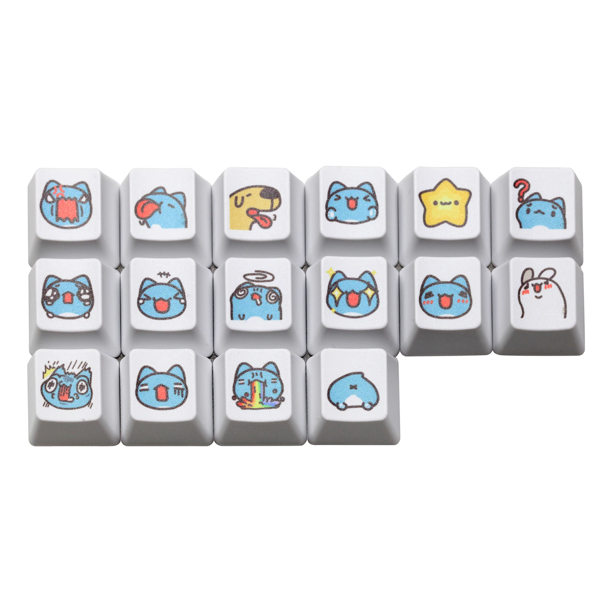 Cute Little Blue Cat Keycap Kitty Meme Keycap Dye Subbed keycaps for mx ...