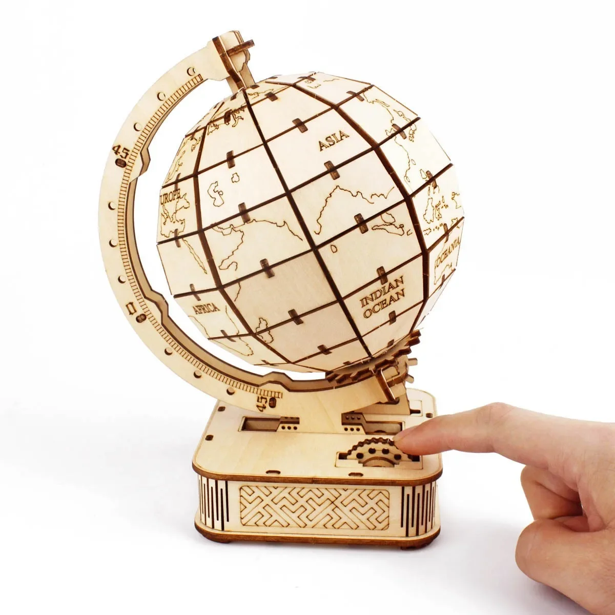 3D-Globe-Wooden-Puzzle-Toy-Mechanical-Assemble-Building-Block-Earth ...