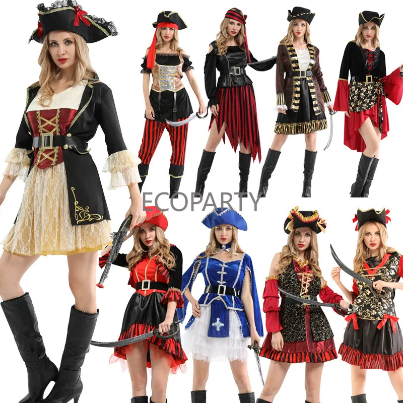 New-Halloween-Costume-Jack-Pirate-Captain-Performance-Costume-Caribbean ...