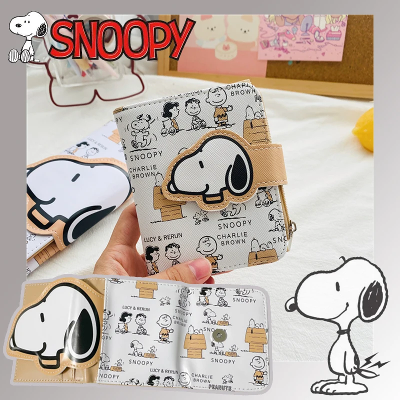 Snoopy Coin Purse Women PU Leather Cartoon Card Pack Zipper Bag Credit ...