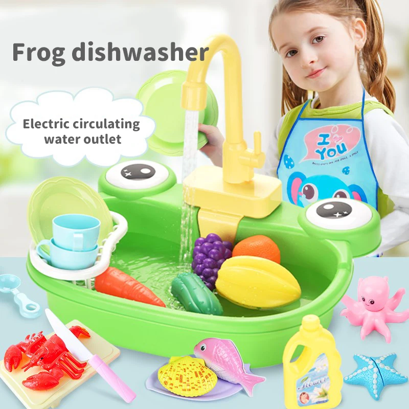 Circulating-Water-Simulation-Kitchen-Toy-Set-Cute-Frogs-Washing-Toys ...