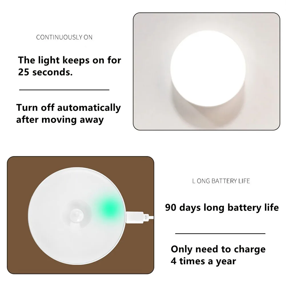 Lampe LED sans fil à capteur de mouvement Rechargeable par USB ...