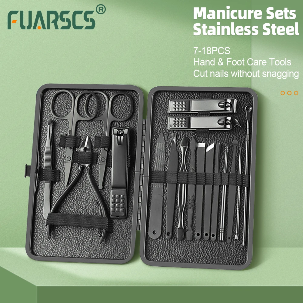 Nail Clipper Set 7 18PCS Stainless Steel Manicure Set Professional ...