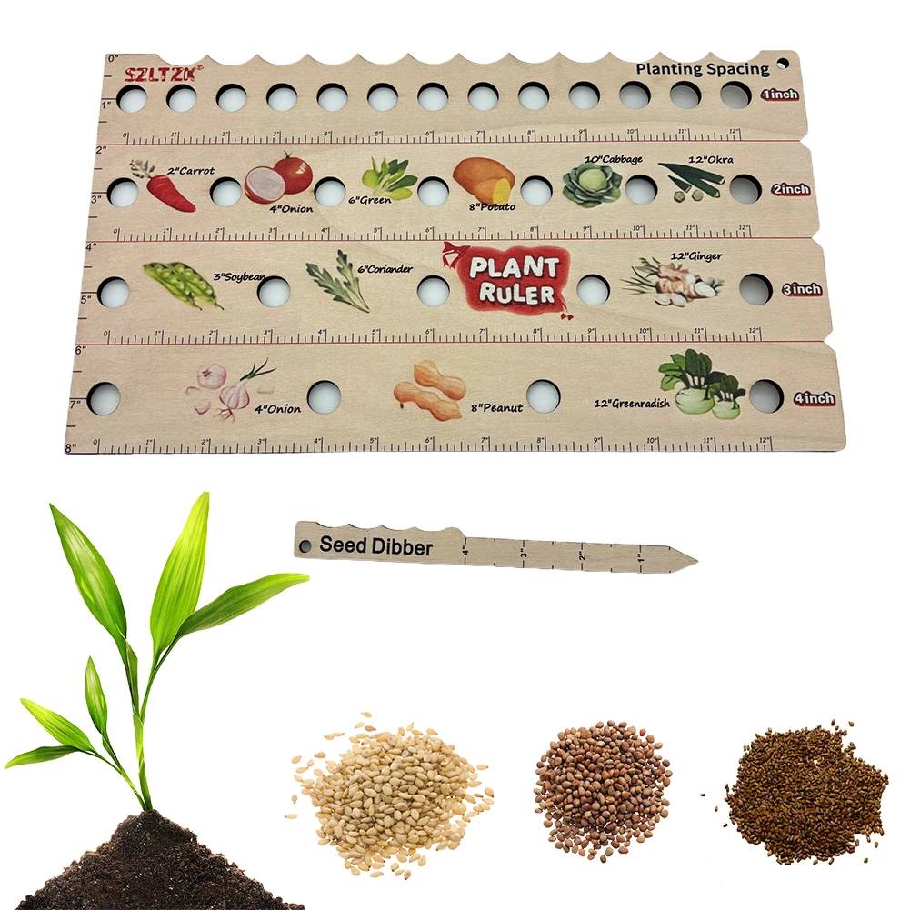 Seeding-Space-Tool-Multifunction-Seed-Spacing-Ruler-Wooden-Dibber ...