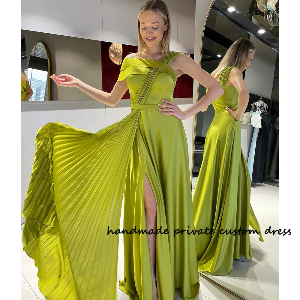 Gold-Satin-Mermaid-Evening-Dresses-Side-Split-One-Shoulder-Arabic-Dubai ...