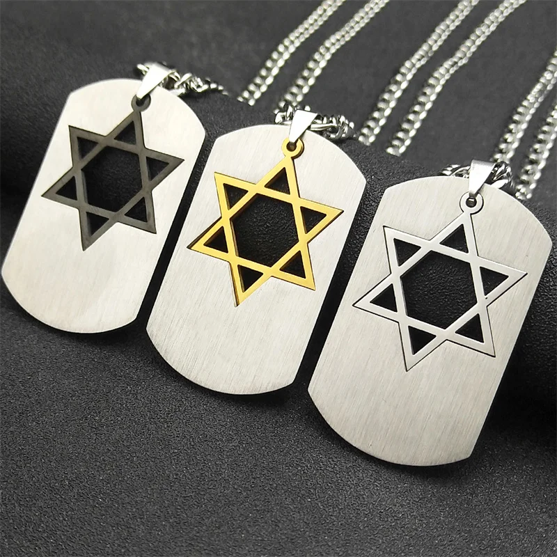 Hollow-Out-Star-of-David-Dog-Tag-Necklace-for-Men-Simple-Stainless ...