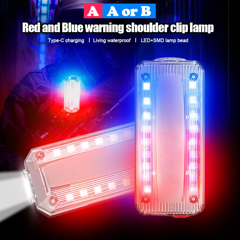 Red&Blue LED Shoulder Clip Warning Light Police Shoulder Light ...