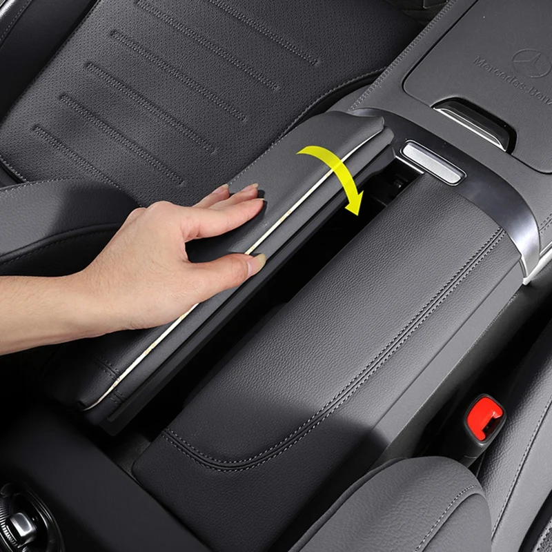 Car-Central-Console-Armrest-Box-Booster-Pad-PU-Trim-Cover-For-Mercedes ...