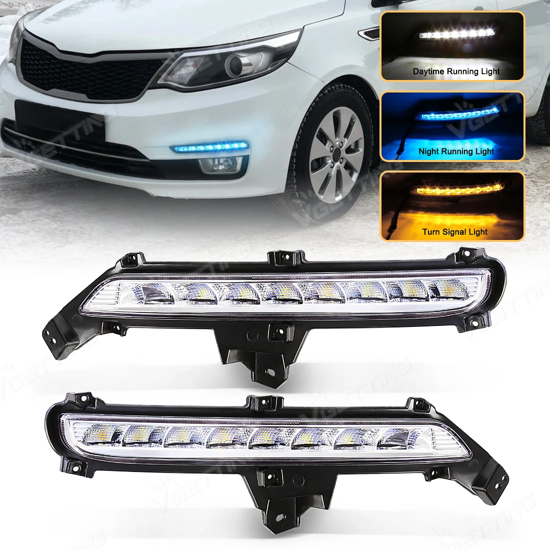 DRL-For-KIA-RIO-K2-2015-2016-Led-Daytime-Running-Lights-Turn-Signal-Fog ...