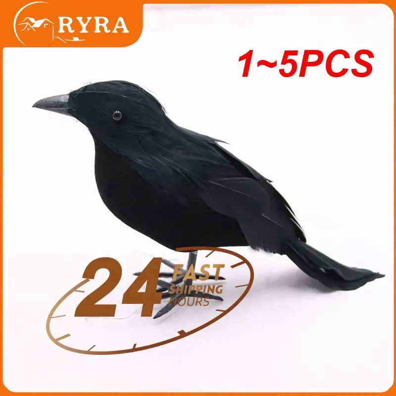 1-5PCS-Halloween-Black-Crow-Ornament-Simulation-Crow-Animal-Model-Bird ...
