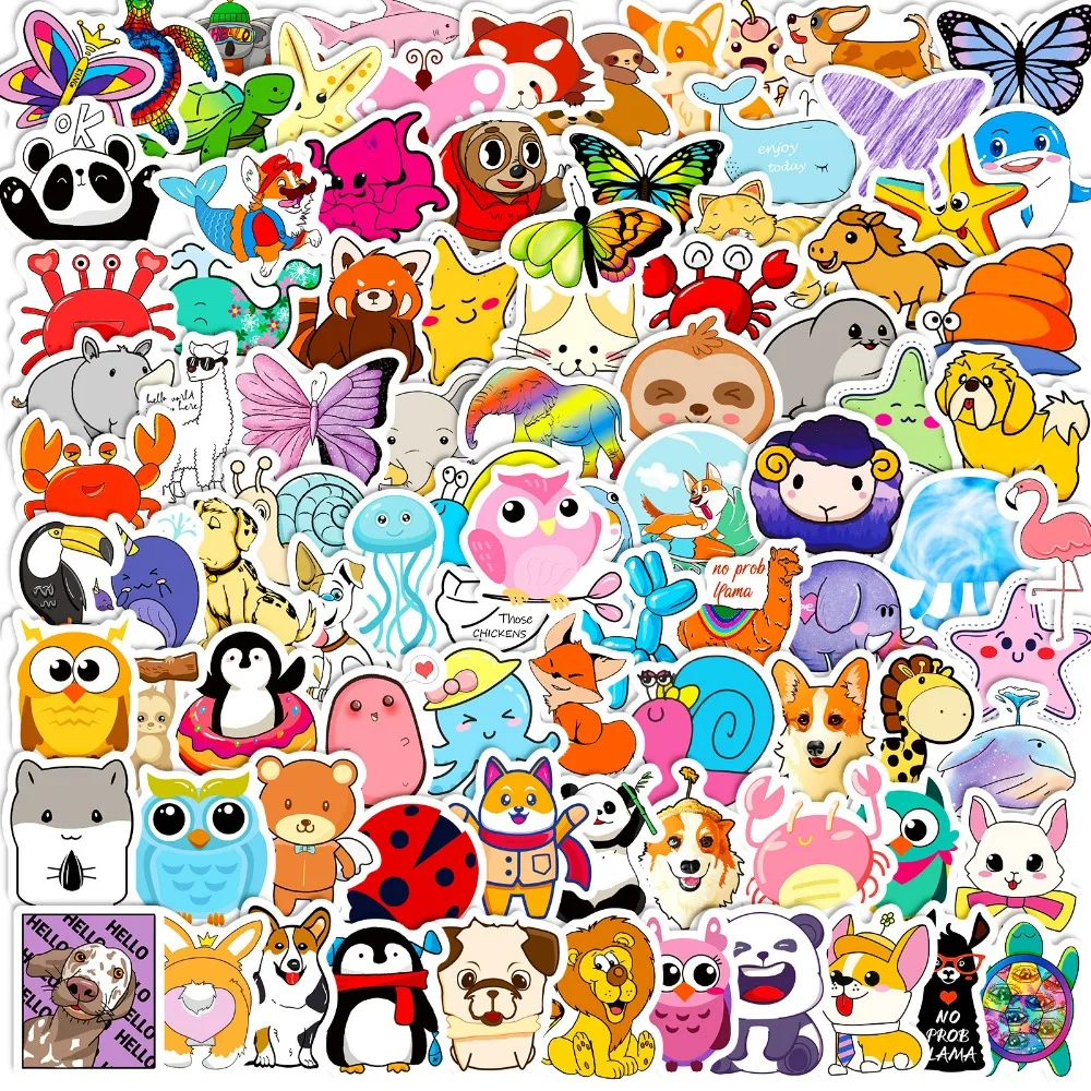 100PCS-Cute-Cartoon-Animal-Stickers-Waterproof-Vinyl-Decals-for-Laptops ...