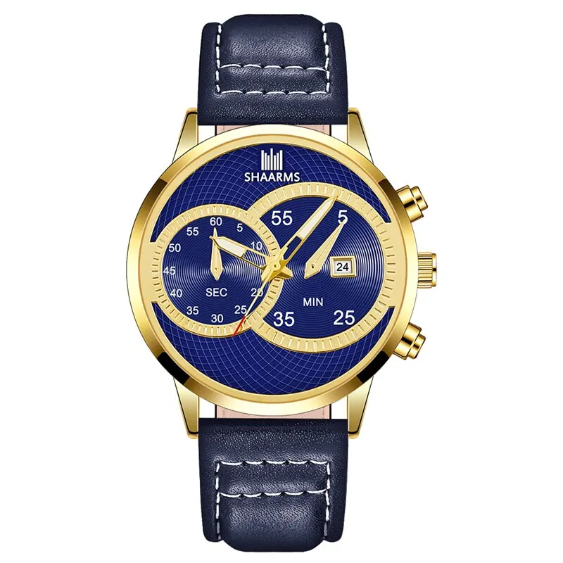 Gold Blue Men Watches Top Brand Luxury Fashion Casual Business Quartz ...