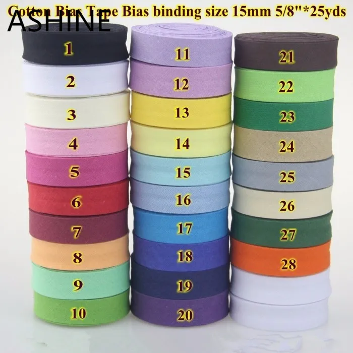 12/15mm 25 yard Fold Cotton Bias Tape Webbing Flange Piping Trim ...