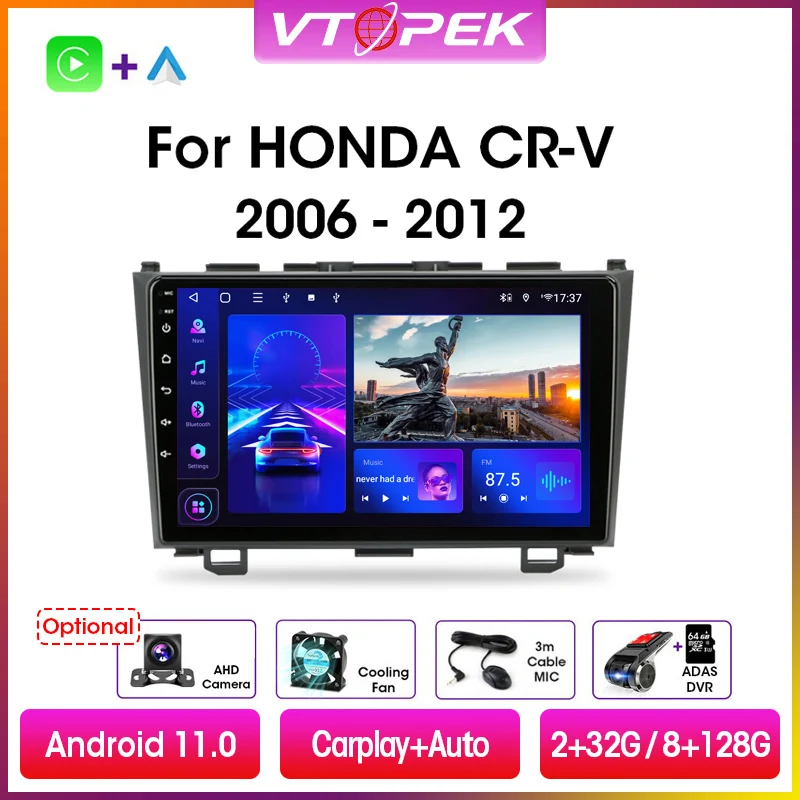 Vtopek Radio Multimedia con GPS para coche, reproductor con Android 10 ...