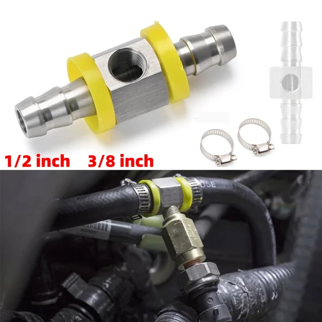 5/16 Fuel Line 3/8" Barb Fuel Pressure Tee Adapter - Aluminum With 1/8 ...